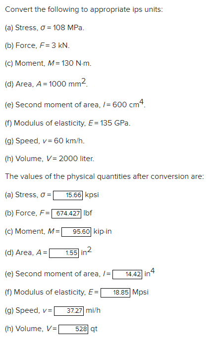 Solved Convert the following to appropriate ips units: (a) | Chegg.com