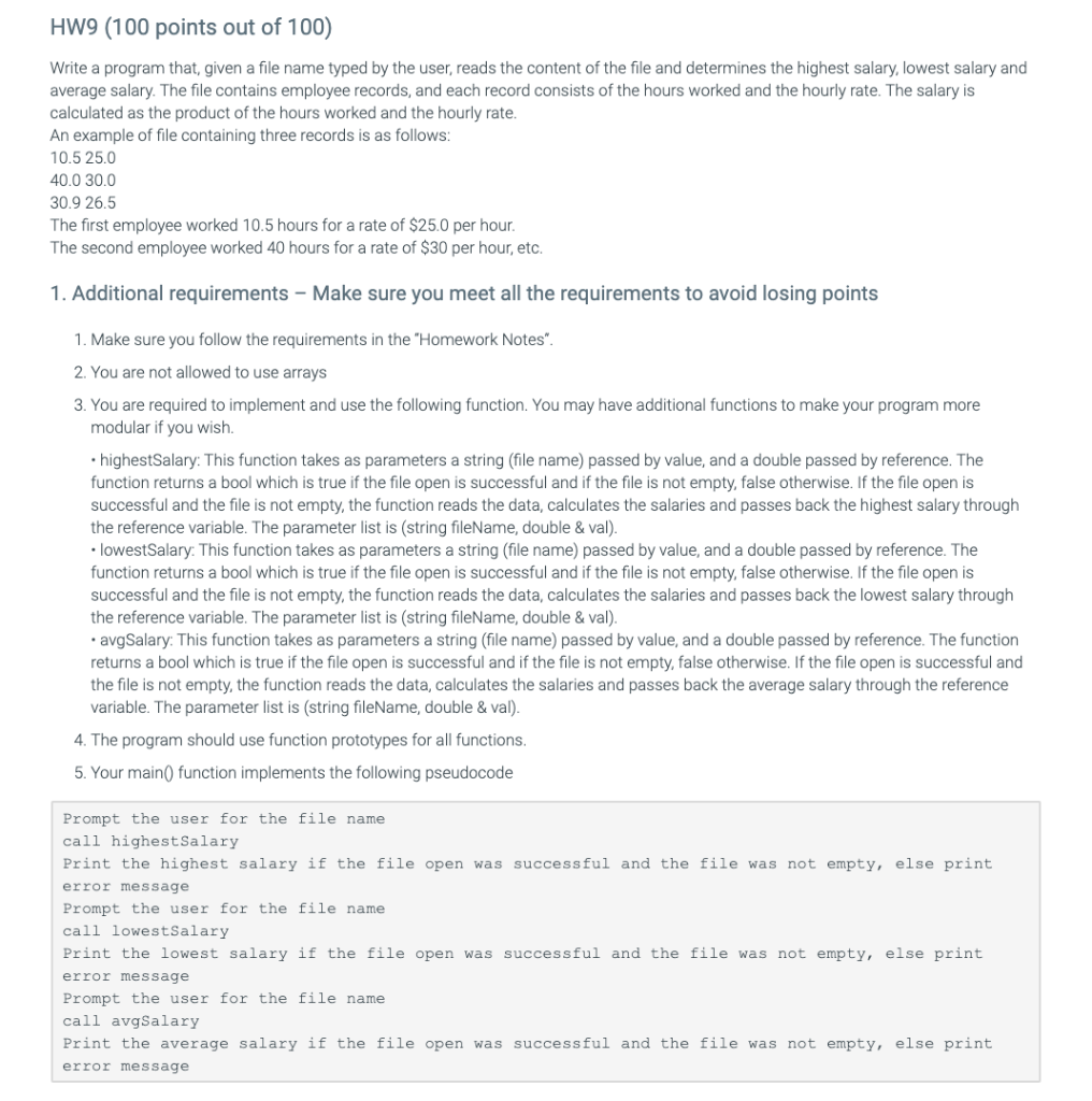 Solved HW9 (100 points out of 100) Write a program that, | Chegg.com