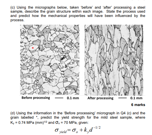 Solved (c) Using the micrographs below, taken 'before' and | Chegg.com