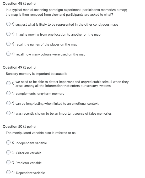 Solved Question 48 (1 point) In a typical mental-scanning | Chegg.com