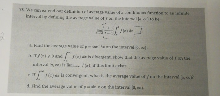 Solved 78. We can extend our definition of average value of | Chegg.com