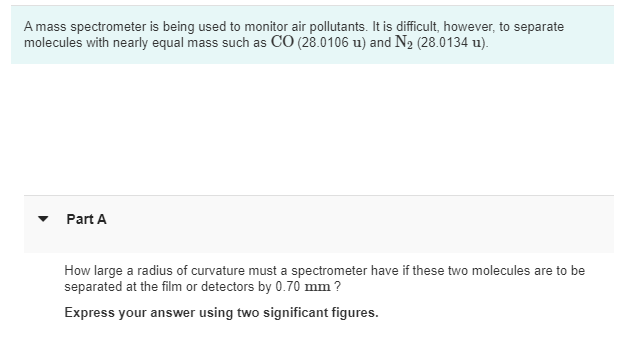 Solved A mass spectrometer is being used to monitor air | Chegg.com