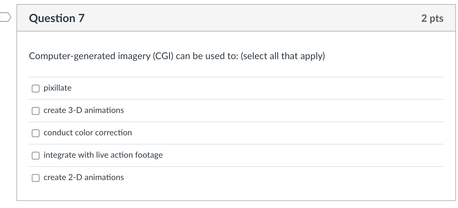 Computer-generated imagery (CGI) can be used to: | Chegg.com