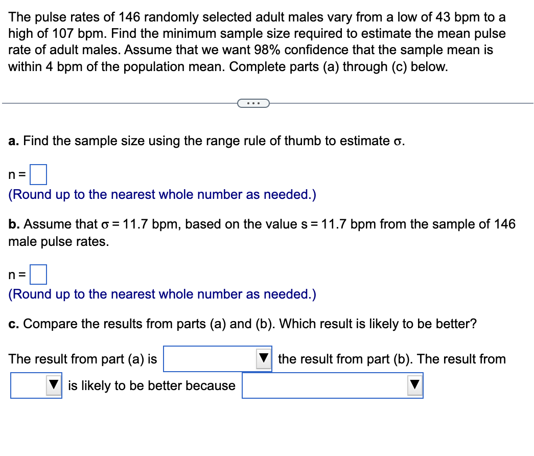 Solved The pulse rates of 146 randomly selected adult males | Chegg.com