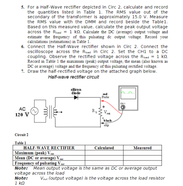 Solved 5. For a Half-Wave rectifier depicted in Circ 2, | Chegg.com