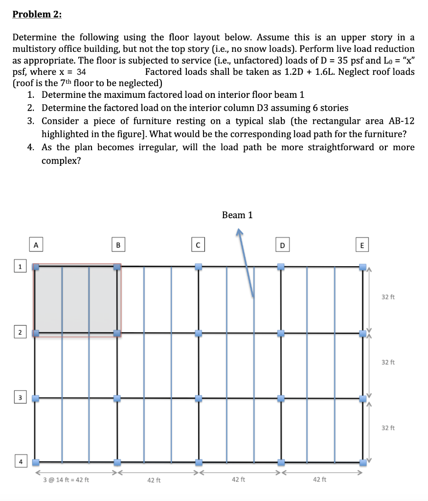 Solved Problem 2: Determine the following using the floor | Chegg.com
