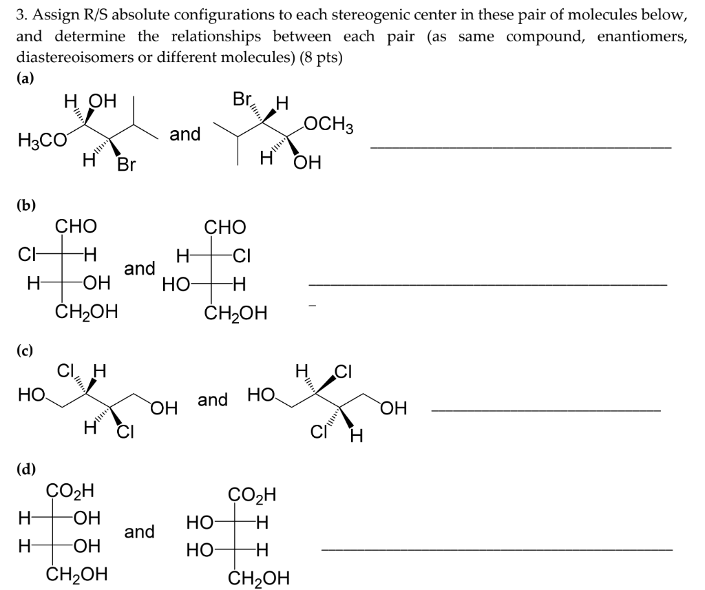 Solved 3. Assign R/S absolute configurations to each | Chegg.com