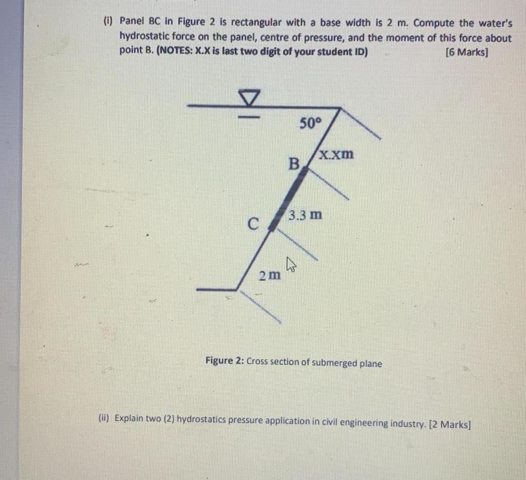 Solved (1) Panel BC in Figure 2 is rectangular with a base | Chegg.com