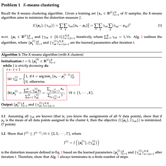 Problem 1 K-means clustering Recall the K-means | Chegg.com