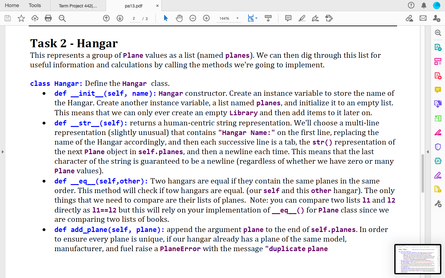 Solved Home Tools Term Project 442... pa13.pdf X 2 / 3 144% | Chegg.com