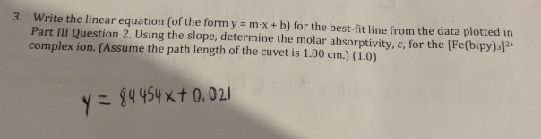 Solved 3. Write the linear equation (of the form y mx+ b) | Chegg.com