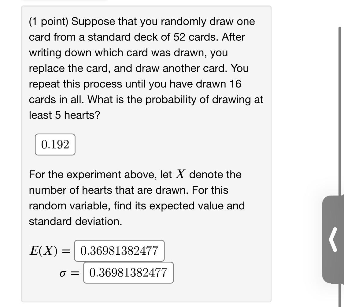 Solved (1 point) Suppose that you randomly draw one card | Chegg.com