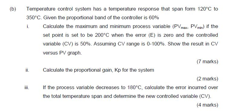 (b) Temperature control system has a temperature | Chegg.com