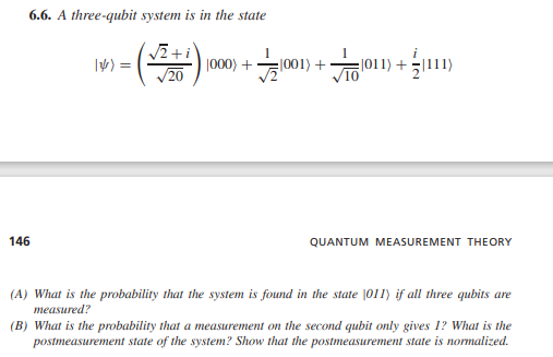 Solved 6.6. A three-qubit system is in the state | Chegg.com