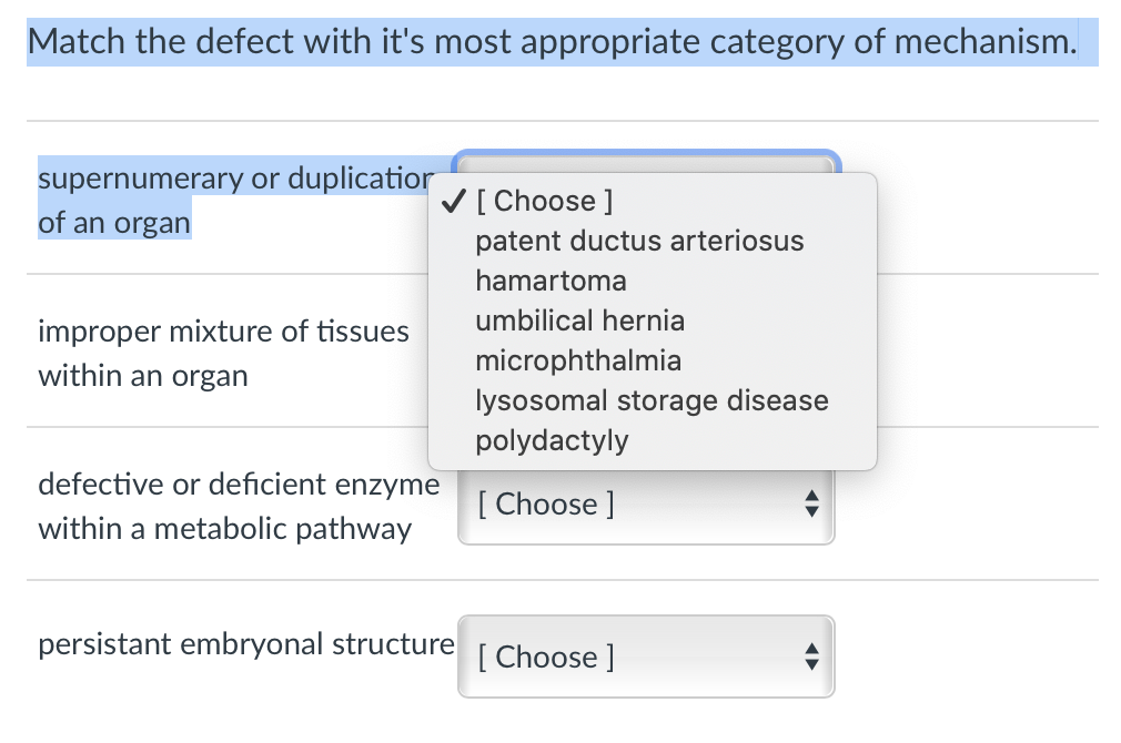 Solved Match the defect with it's most appropriate category | Chegg.com