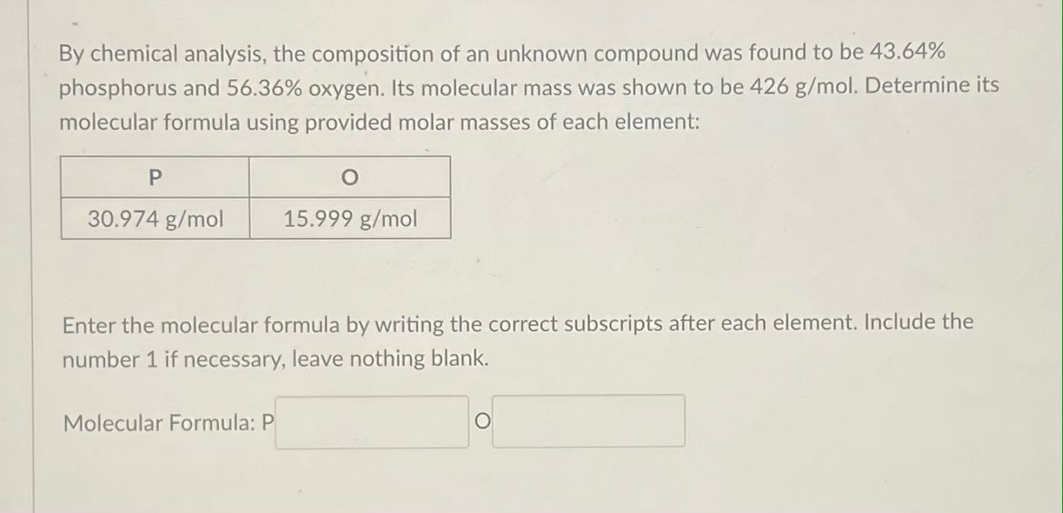 Solved By chemical analysis, the composition of an unknown | Chegg.com