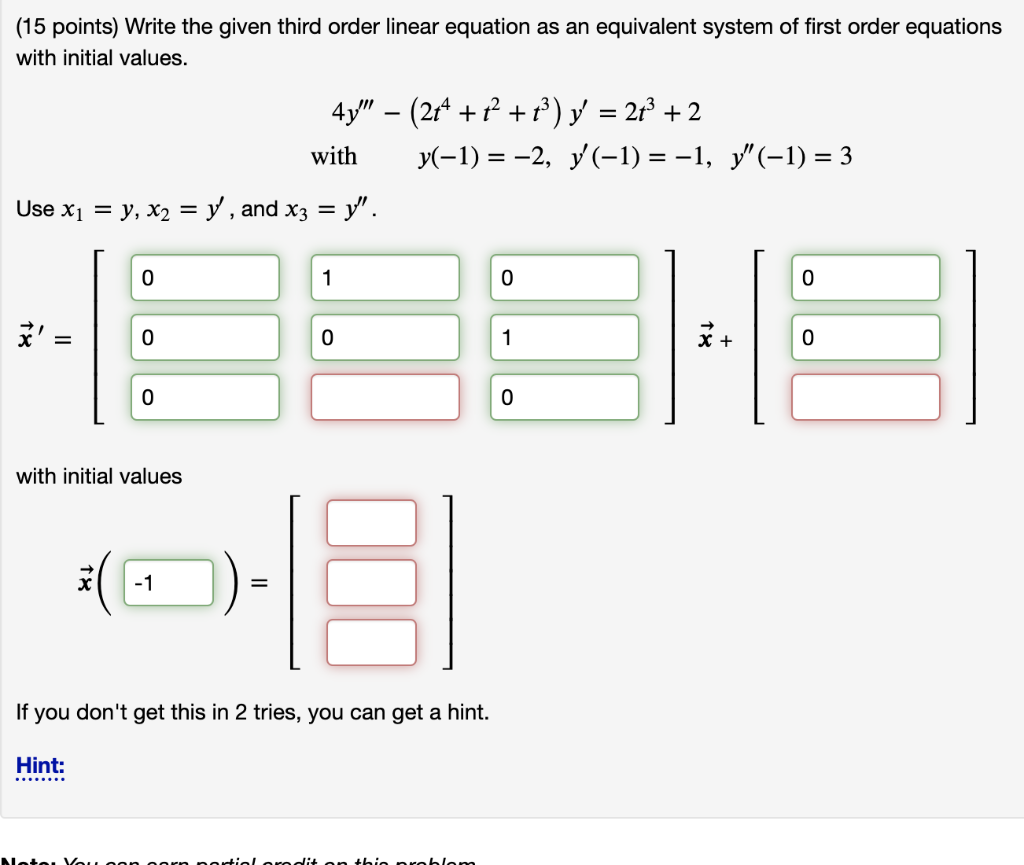 Solved (15 points) Write the given third order linear | Chegg.com