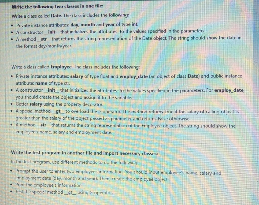 Solved Write the following two classes in one file: Write a | Chegg.com