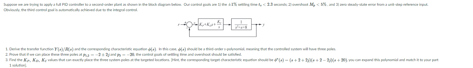 Solved Suppose we are trying to apply a full PID controller | Chegg.com