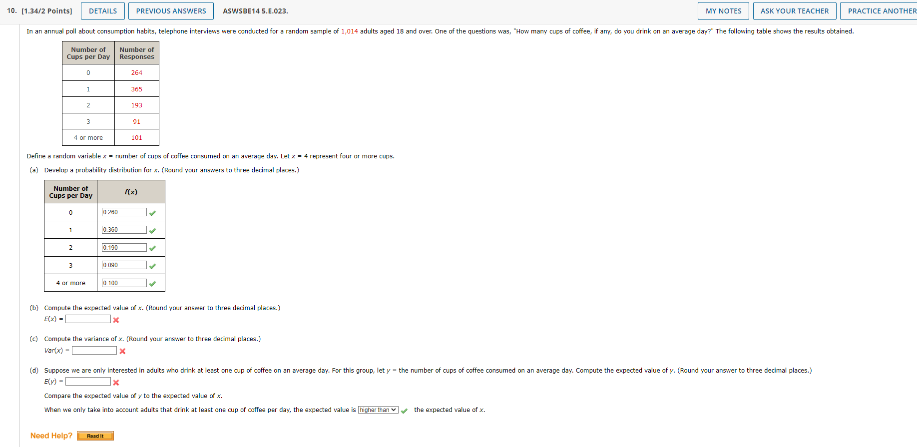 Solved Define a random variable x= number of cups of coffee | Chegg.com
