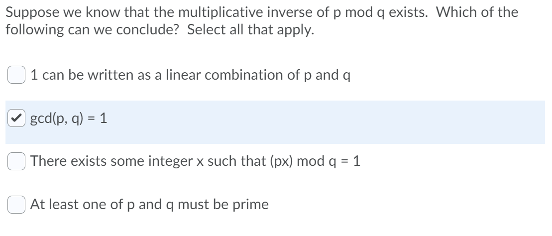 Solved Suppose we know that the multiplicative inverse of p | Chegg.com