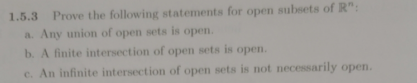 Solved 1.5.3 Prove the following statements for open subsets | Chegg.com