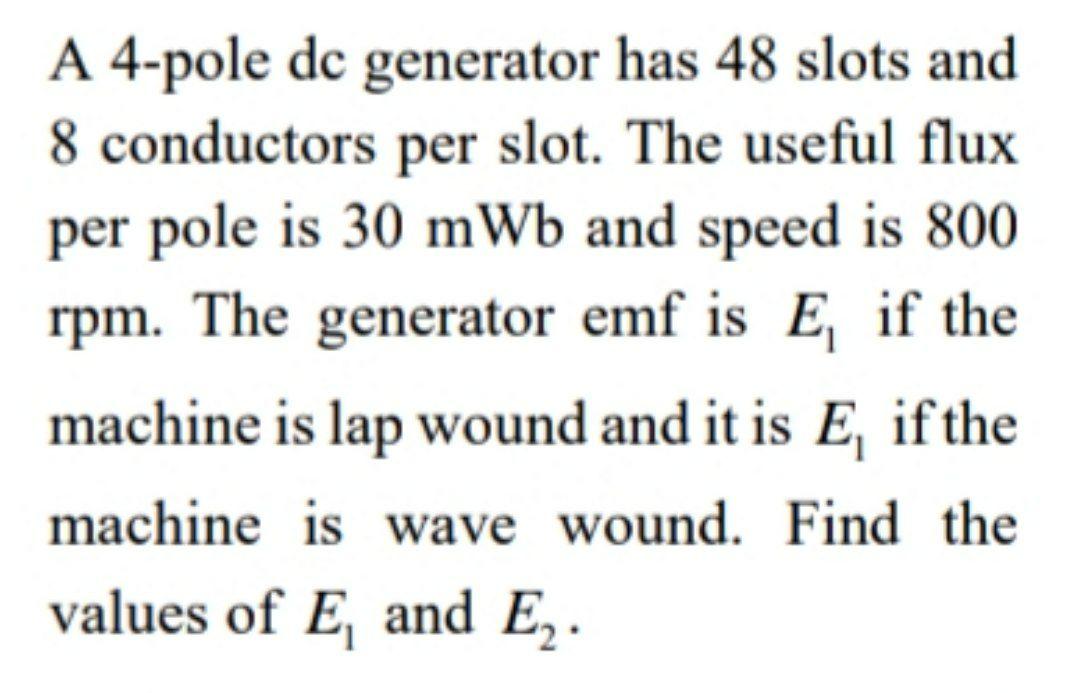 Solved A 4-pole de generator has 48 slots and 8 conductors | Chegg.com