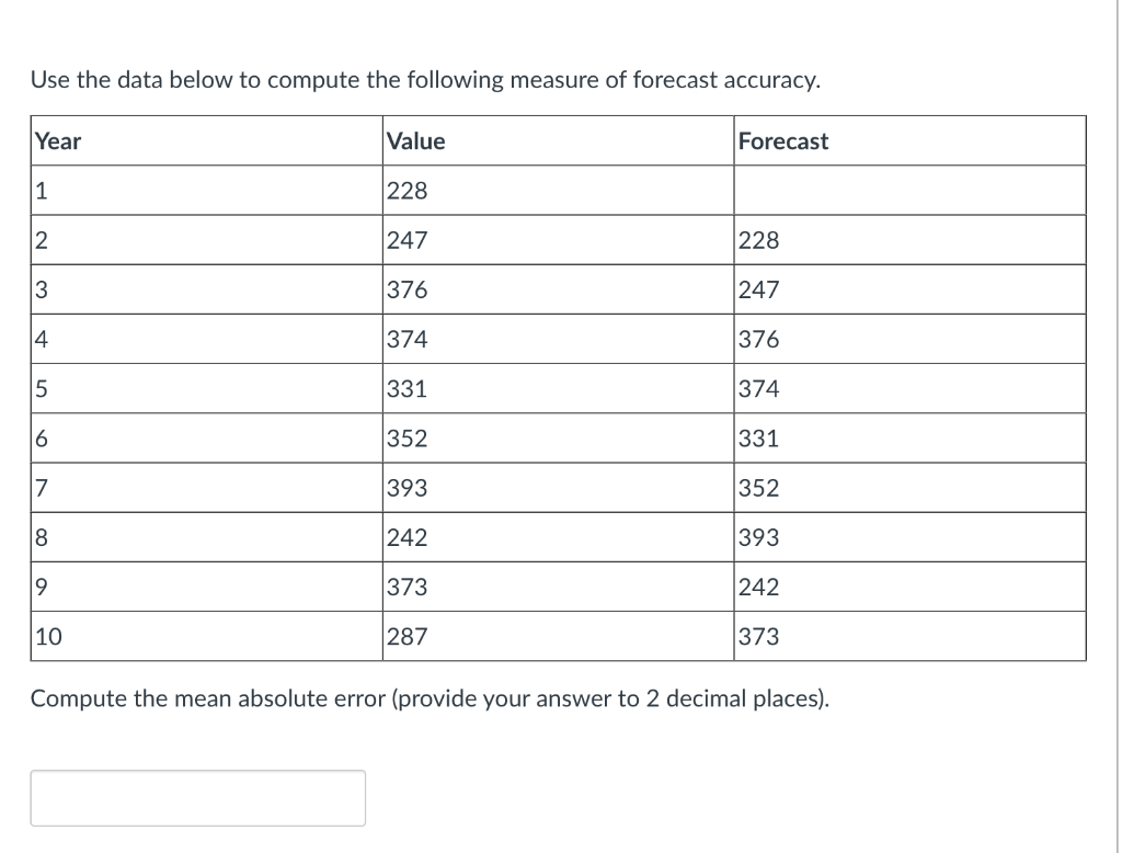 Solved Use the data below to compute the following measure | Chegg.com