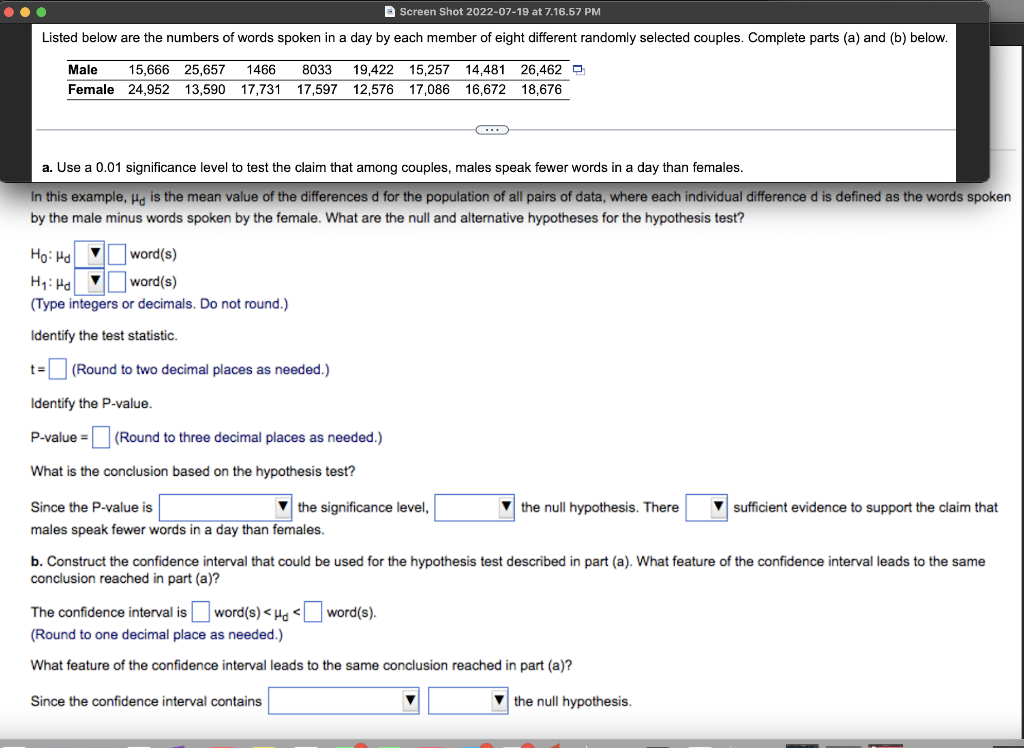 Solved In this example, μd is the mean value of the | Chegg.com