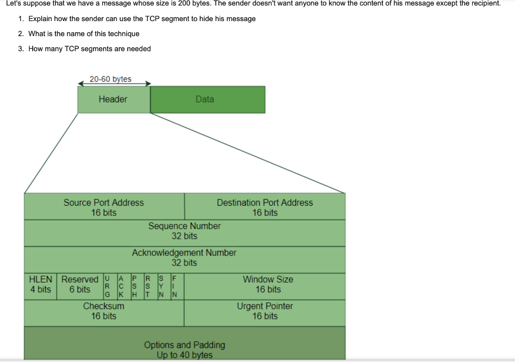 Solved Let's suppose that we have a message whose size is | Chegg.com