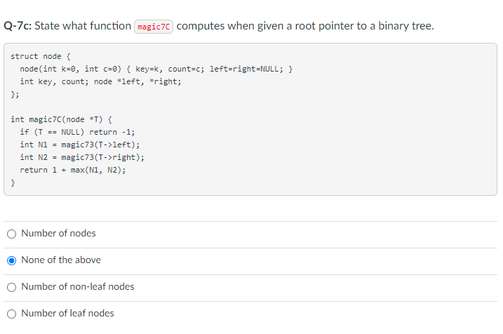 Solved Number of nodes, none of the above, number of | Chegg.com