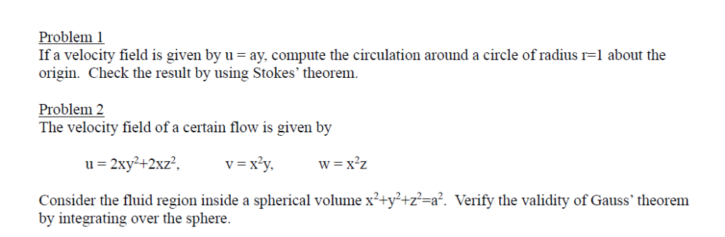 Solved Problem 1 If a velocity field is given by u- ay, | Chegg.com