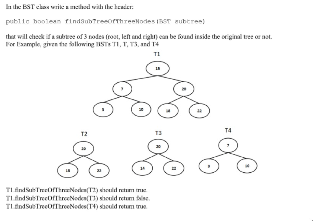 Solved In the BST class write a method with the header: | Chegg.com