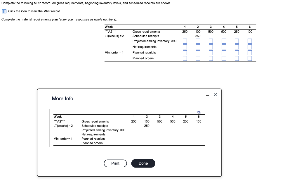 Solved Complete the following MRP record. All gross | Chegg.com