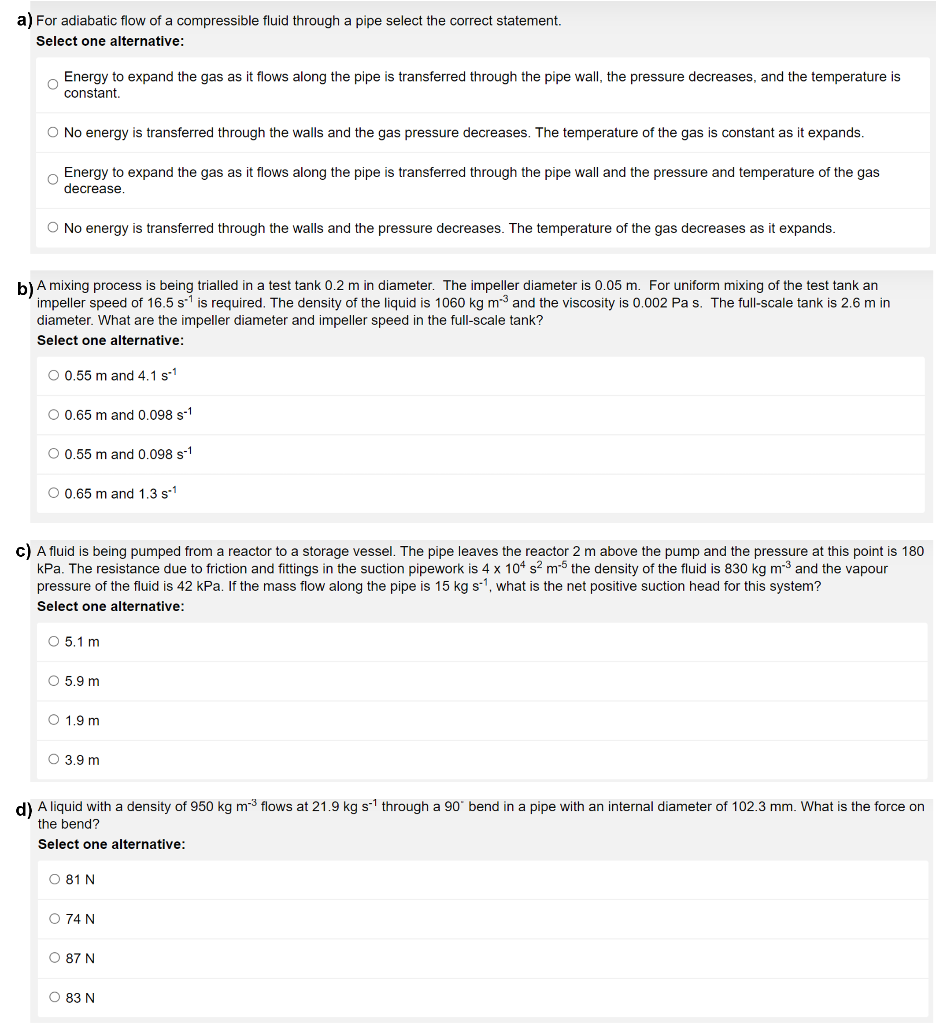 Solved a) For adiabatic flow of a compressible fluid through | Chegg.com