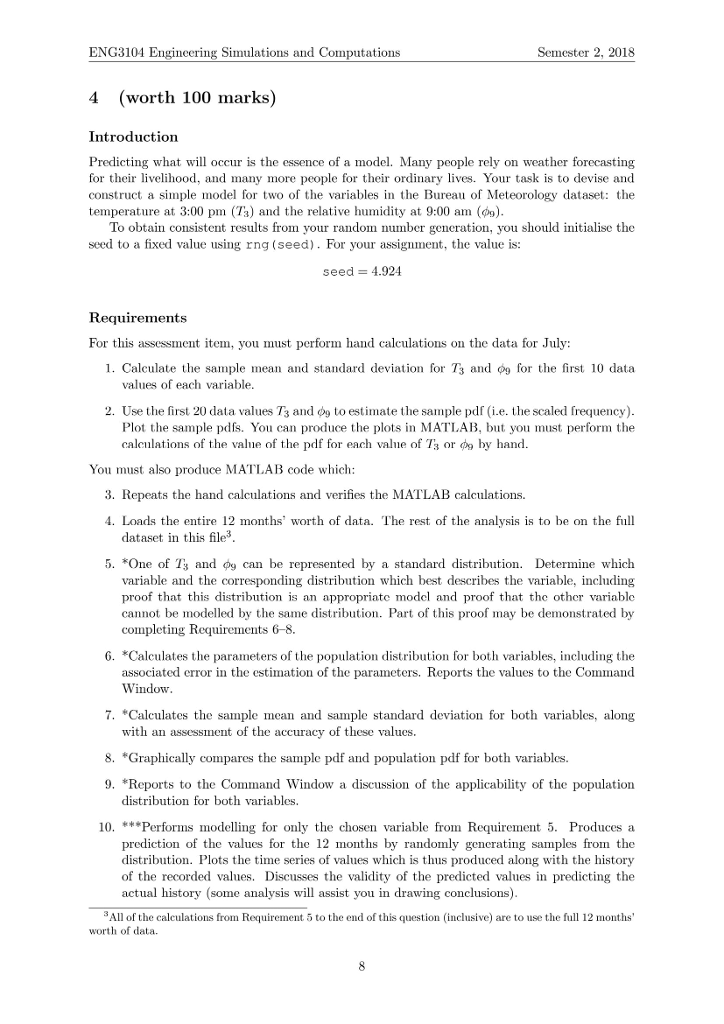 ENG3104 Enginecring Simulations and Computations | Chegg.com