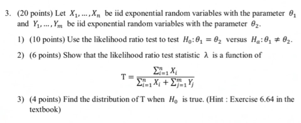 Solved 3. (20 points) Let X1, ...,Xn be iid exponential | Chegg.com