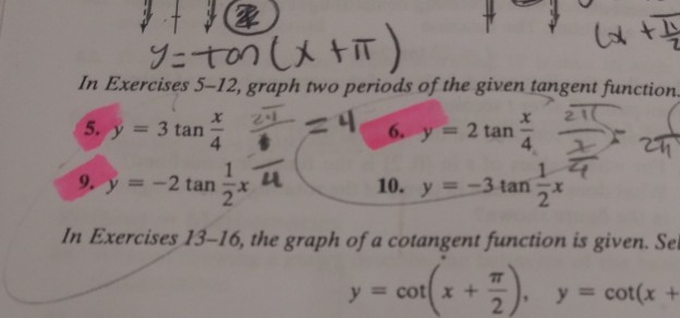 Solved at =ton (xta In Exercises 5-12, graph two periods of | Chegg.com