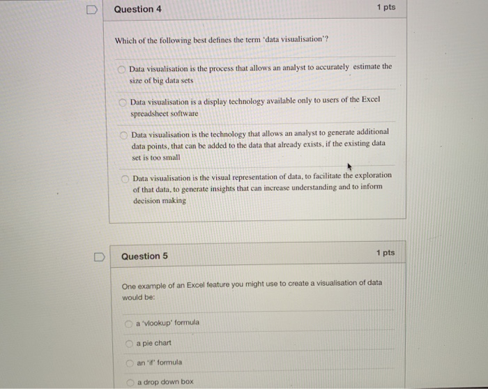 Solved 1 pts D Question 4 Which of the following best | Chegg.com