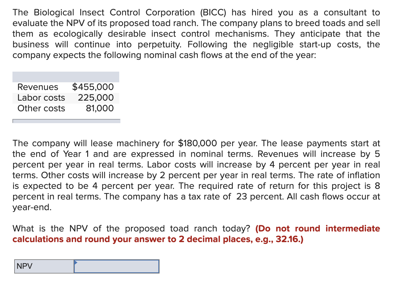 Solved The Biological Insect Control Corporation (BICC) has | Chegg.com