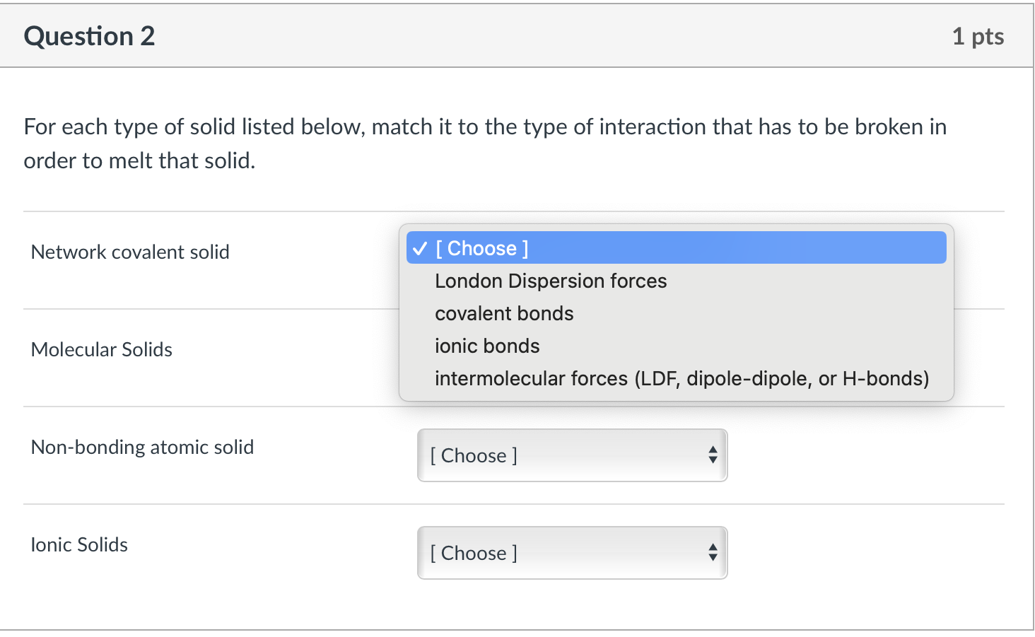 Solved Match each description to the correct type of solid | Chegg.com