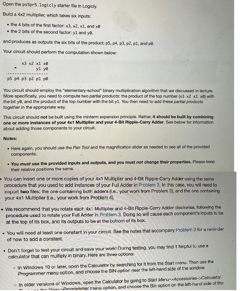 Open the ps5pr5. logicly starter file in Logicly. | Chegg.com