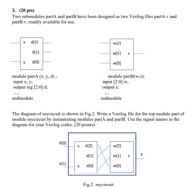 Solved 3. (20 pts) Two submodules partA and partB have been | Chegg.com