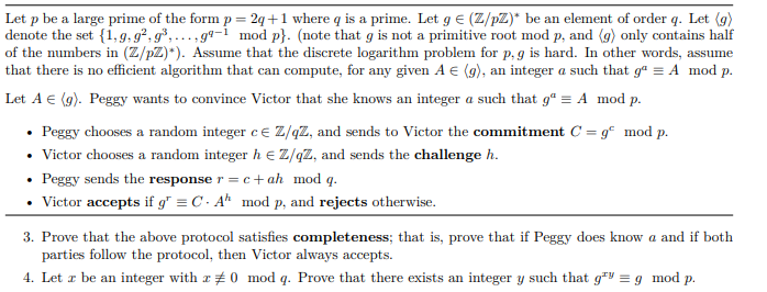 Let p be a large prime of the form p=2q+1 where q is | Chegg.com