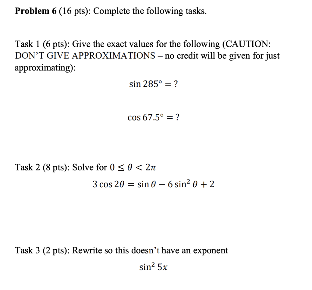 Solved Problem 6 (16 pts): Complete the following tasks. | Chegg.com