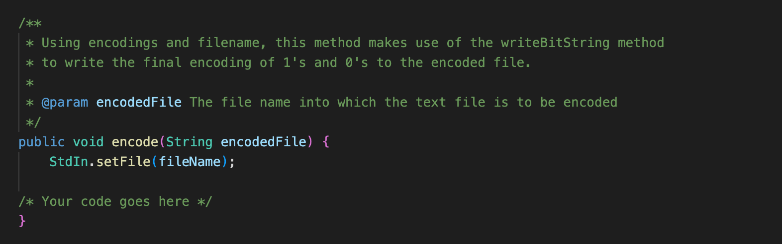 Solved zncode - Implement this method to use encodings, an | Chegg.com