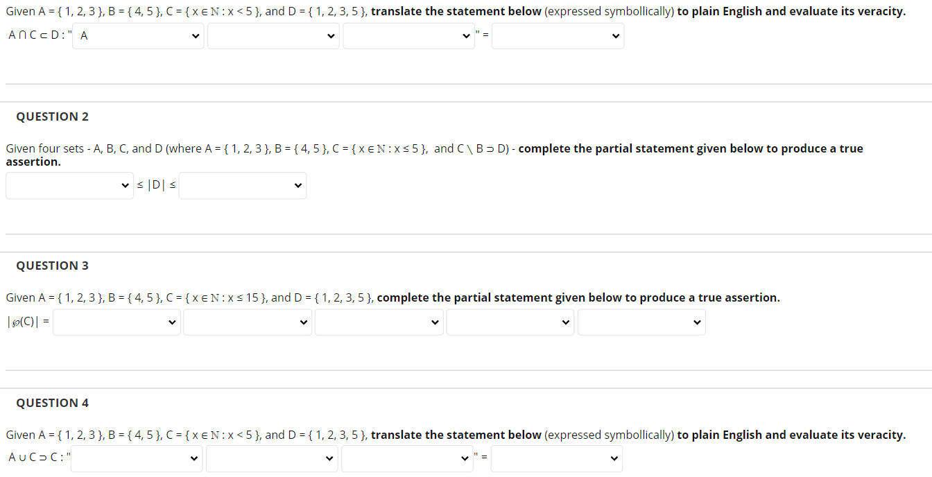 Solved Given A = {1, 2, 3}, B = {4,5}, C = {XEN:x