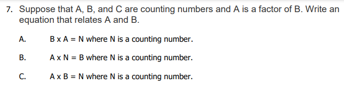 Solved 7. Suppose that A,B, and C are counting numbers and A | Chegg.com
