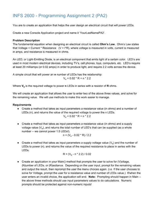 Solved INFS 2600 Programming Assignment 2 (PA2) You are to | Chegg.com