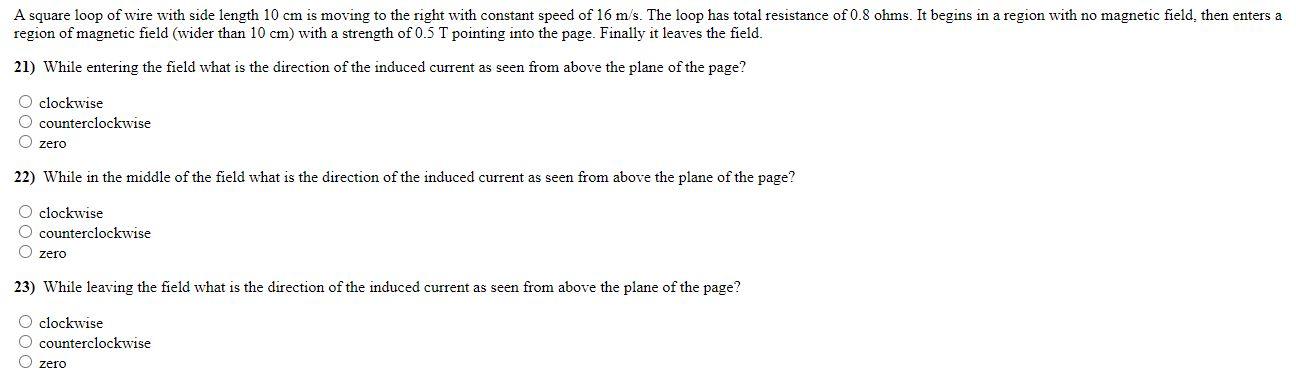 Solved A square loop of wire with side length 10 cm is | Chegg.com